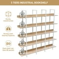 5 Tier Open Bookcase, Freestanding Bookshelf with Back Fence, Vintage ...