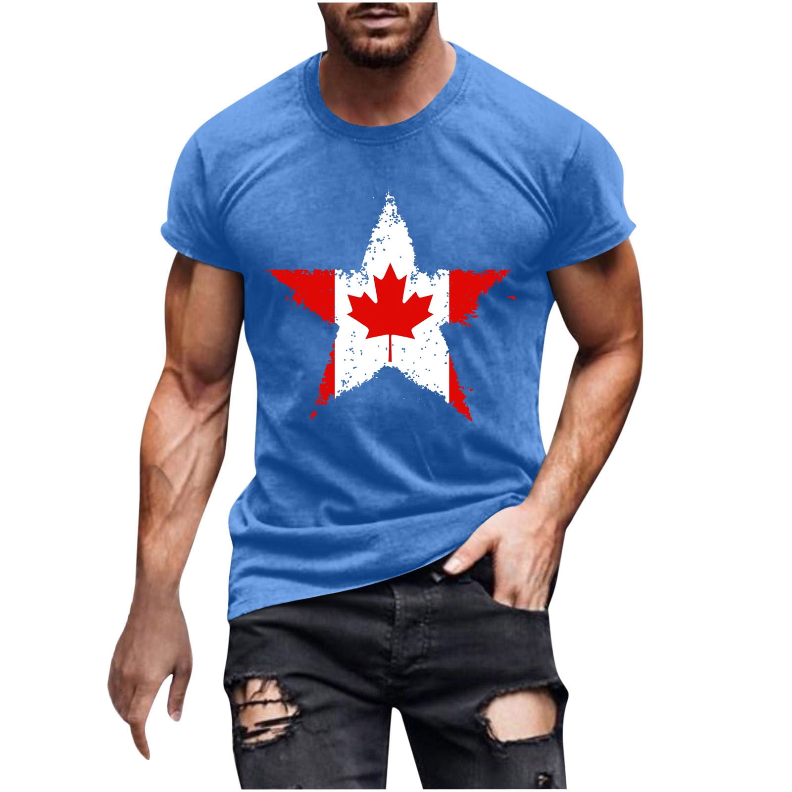 Click here for Amzcrzy Mens T-Shirts M-3xl Fashion Maple Leaf Pri... prices