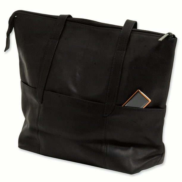 Black Leather Large Tote Hbag - Walmart.ca