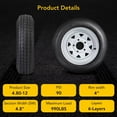 Set of 2 4.80-12 4.80x12 480-12 4.80-12 Trailer Tires with 12" Rims, 5 Lug on 4.5", Load Range C ...