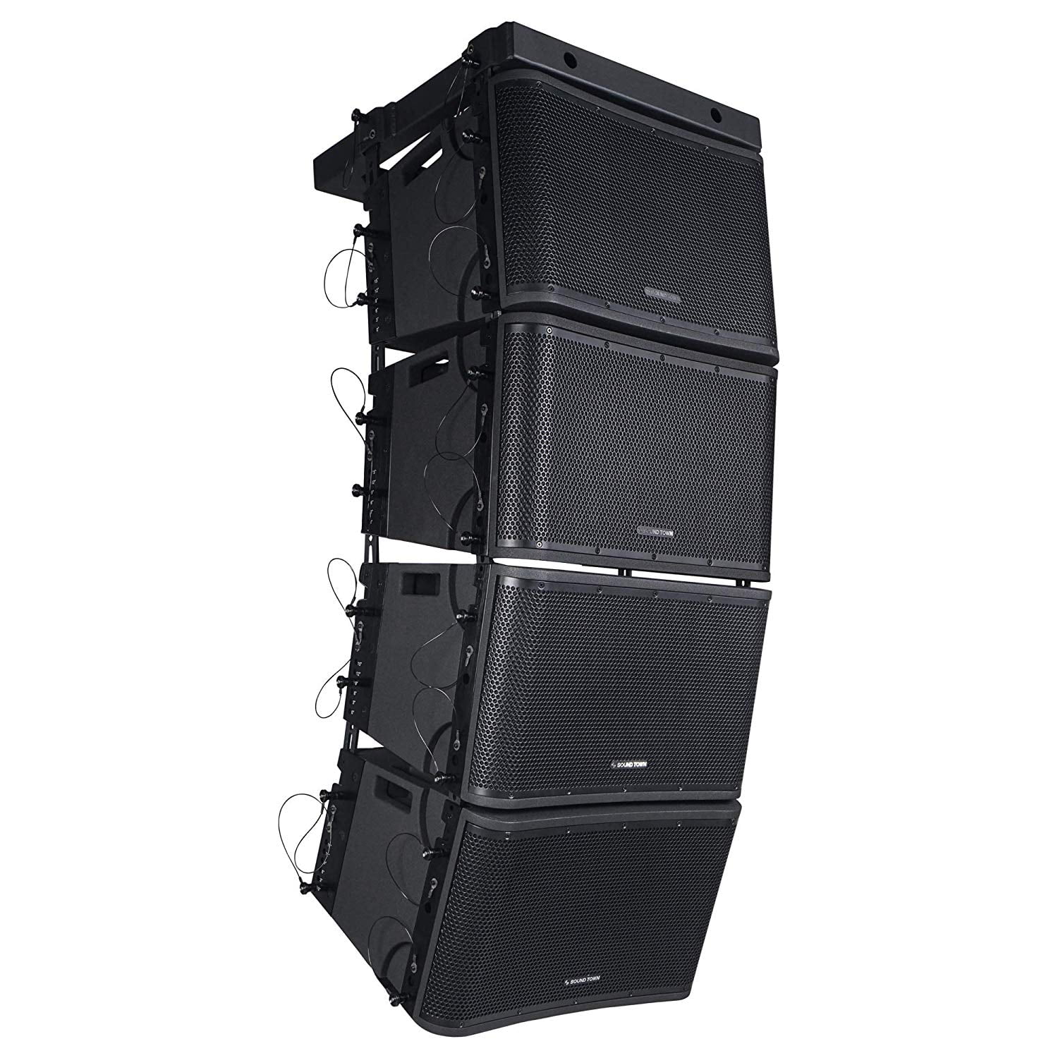 Sound Town ZETHUS Series 4 x 12” Powered 2-Way Line Array Loudspeaker ...