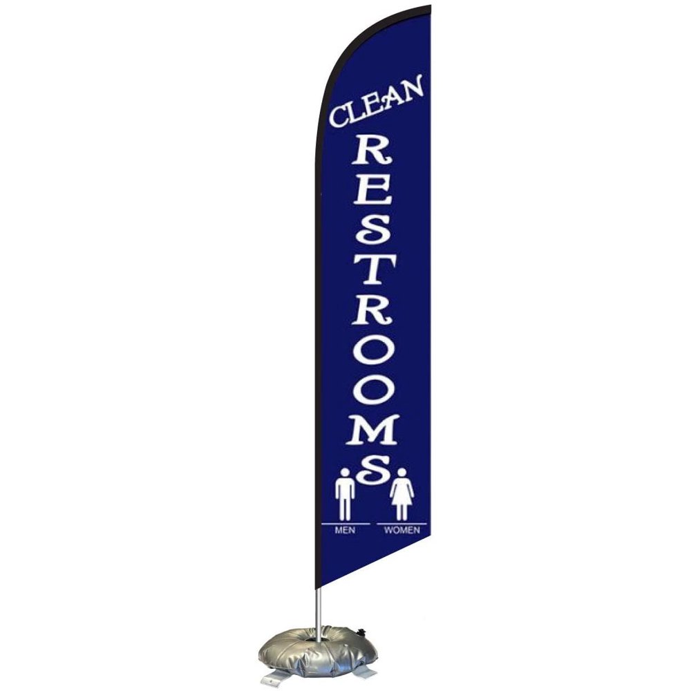 Restroom Feather Flag Kit with Cross-Base and Weight-Donut, Outdoor ...