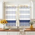 Abstract Stripe Sheer Curtains 54 Inch Long 2 Panels, Classic Navy Blue ...