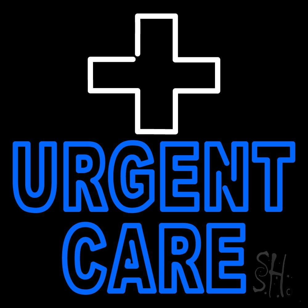 Urgent Care Plus Logo LED Neon Sign 16 x 16 - inches, Black Square Cut ...