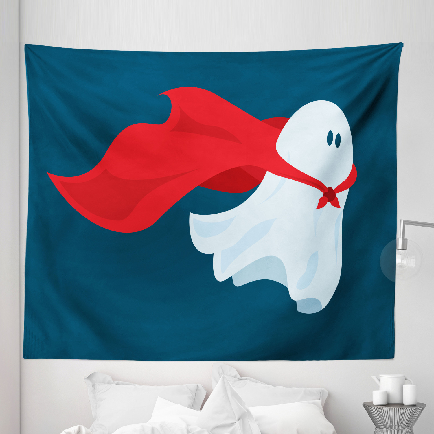 Ghost Tapestry, Floating Phantom with Hero Cloak Flying over the Night ...