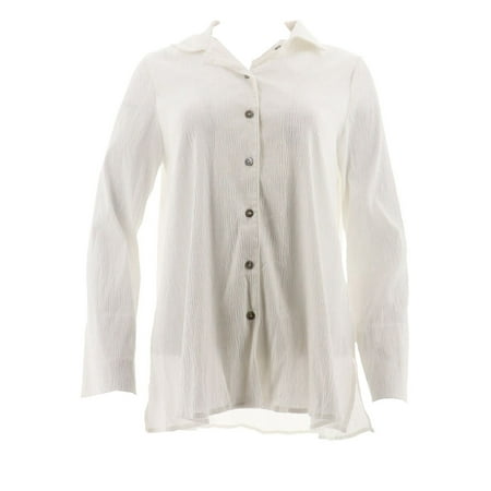 MarlaWynne Textured Easy Shirt Stretch Long Sleeves Pure White S NEW ...