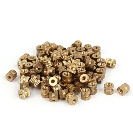 M3 x 6mm Female Thread Brass Knurled Threaded Round Insert Embedded ...