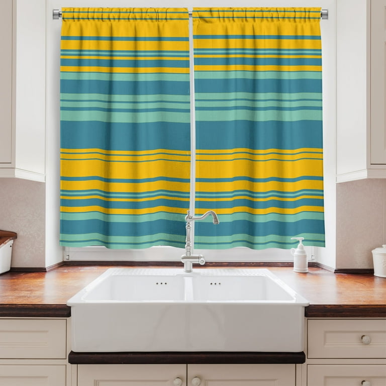 Yellow And Blue Kitchen Curtains Pastoral Kitchen Curtains Decorative