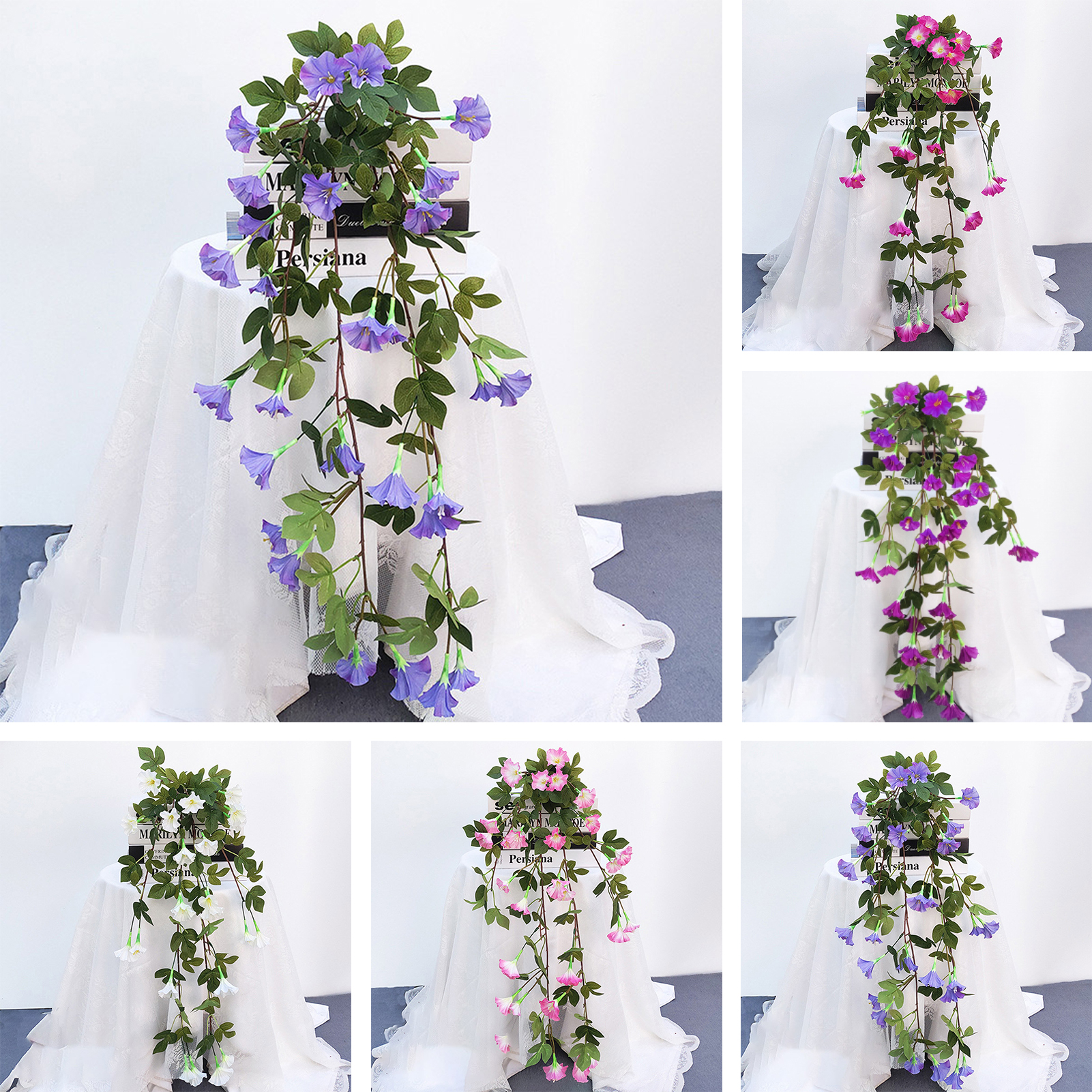 Hesroicy 1 Bouquet Artificial Morning Glory Simulation Flower Vine ...