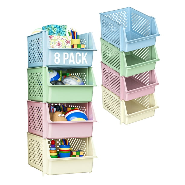 Skywin Plastic Stackable Storage Bins for Pantry - Stackable Bins For ...