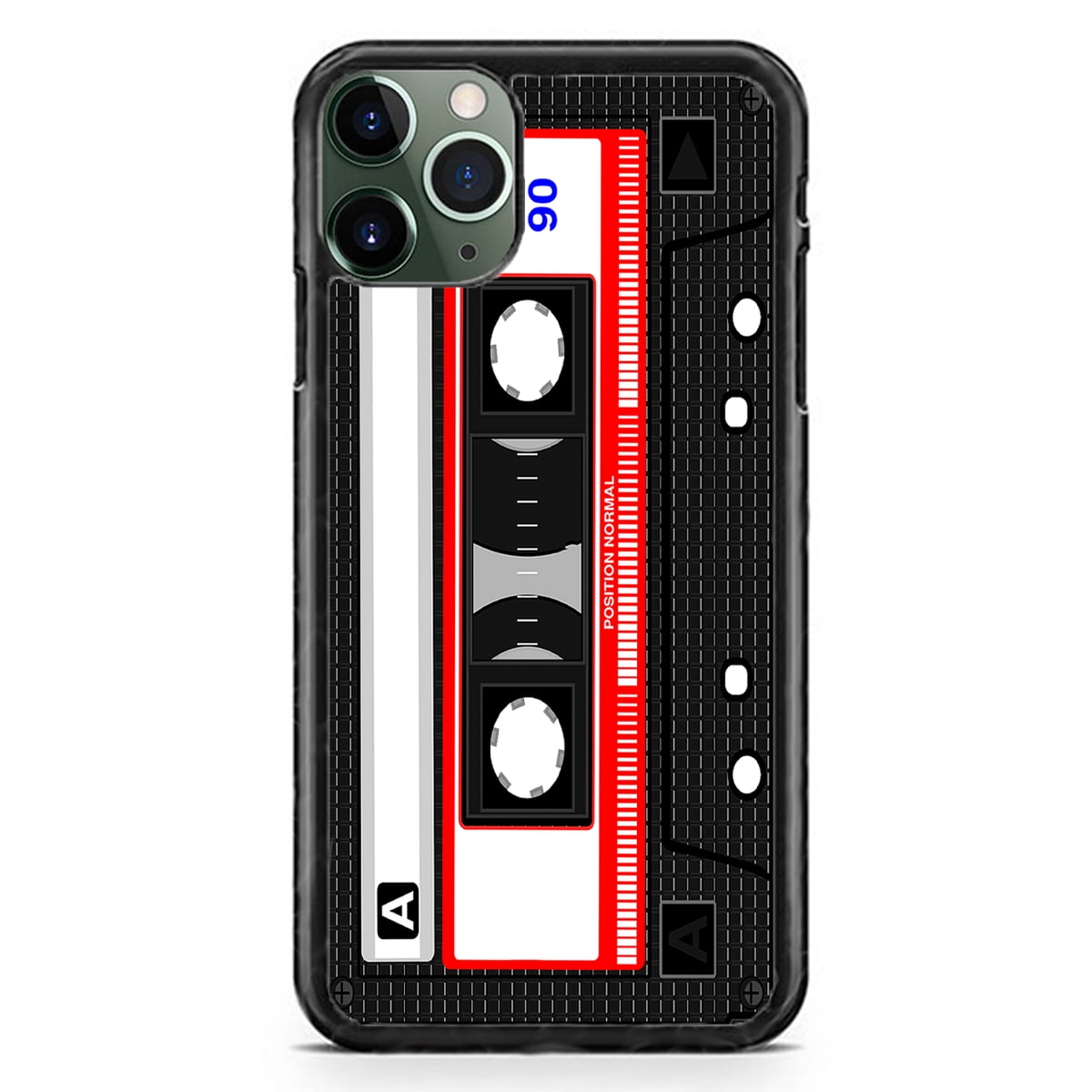 Black Vintage Classic Cassette Music Slim Shockproof Hard Rubber Custom ...