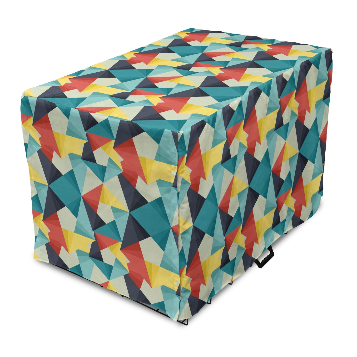 Abstract Dog Crate Cover, Colorful Geometric Triangles Fractal Unusual ...