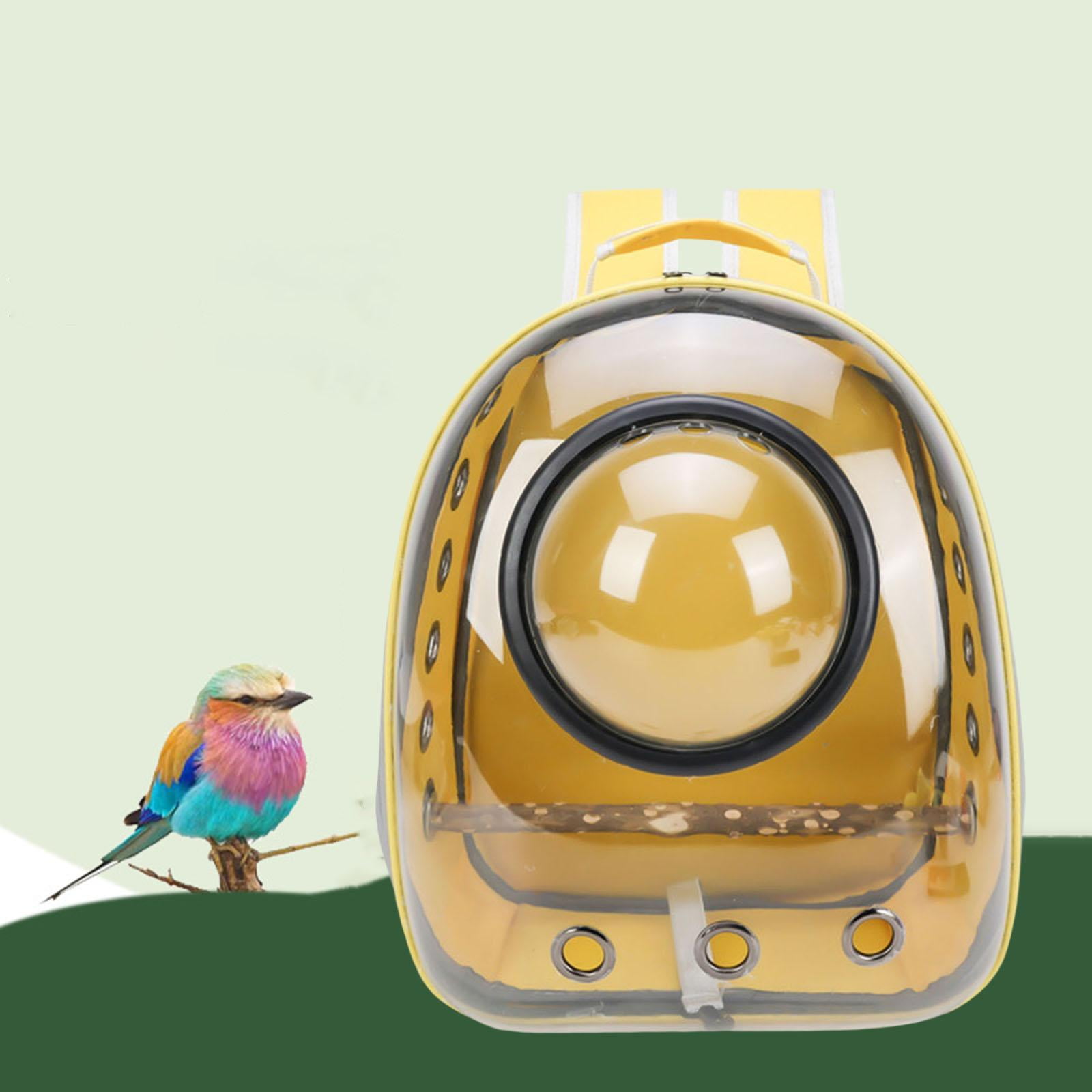 Travel Cage Water Transparent Perch with A Stick Carry Backpack Parrot ...