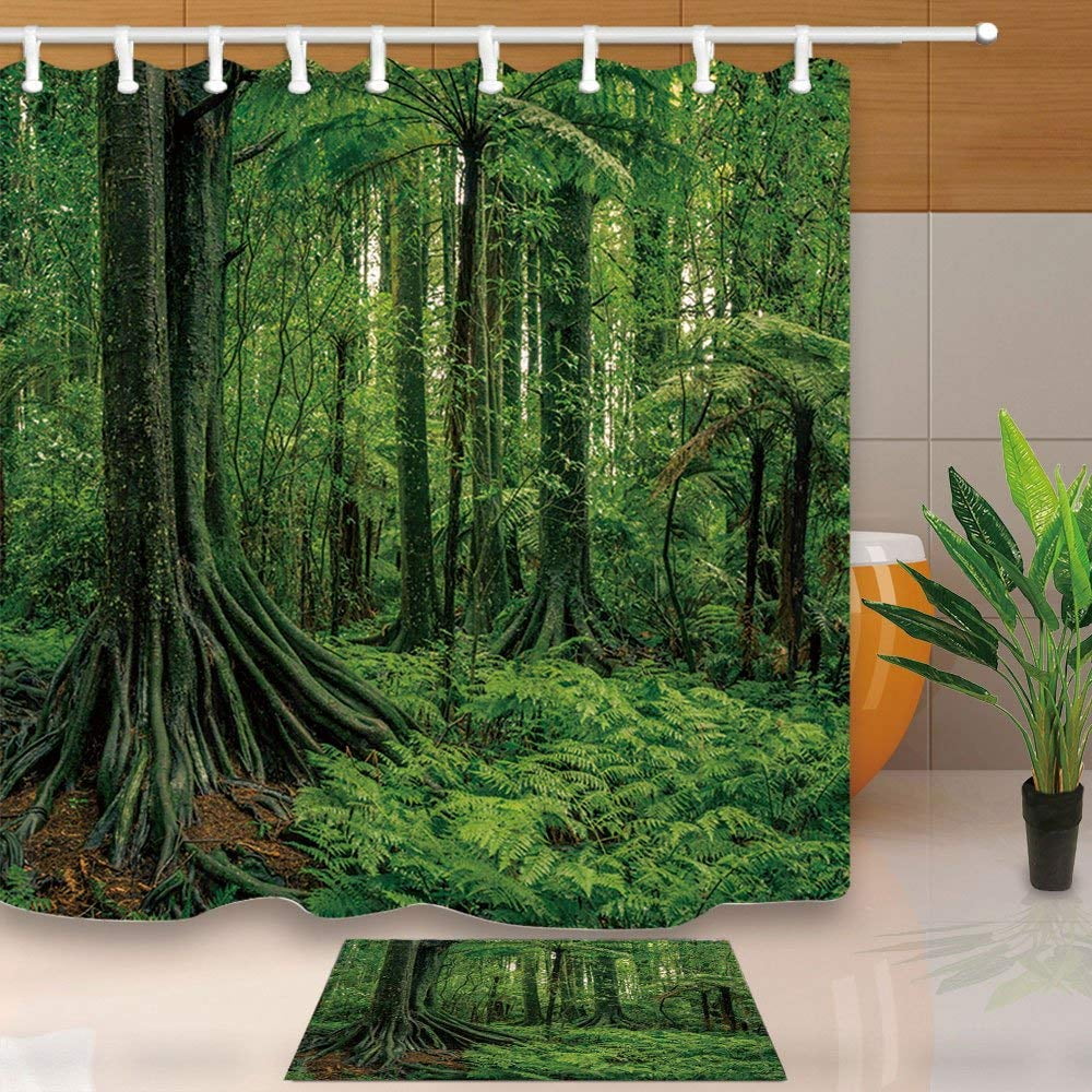 Bpbop Tropical Rainforest Plants Decor Palm Leaves With Exotic Tree In