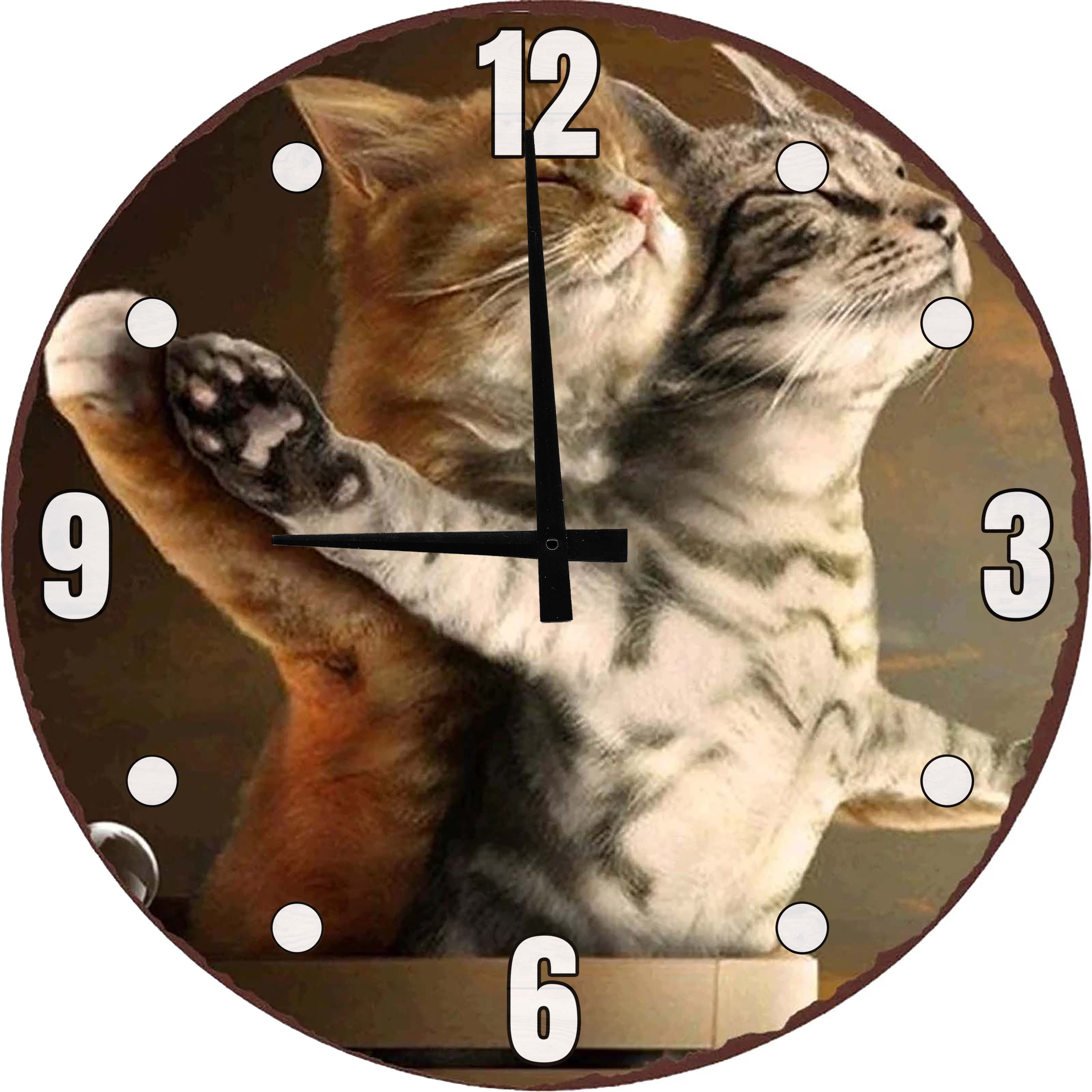 Wood Wall Clock Titanic Cats Cat Large Wall Clock 18 Inch Round ...