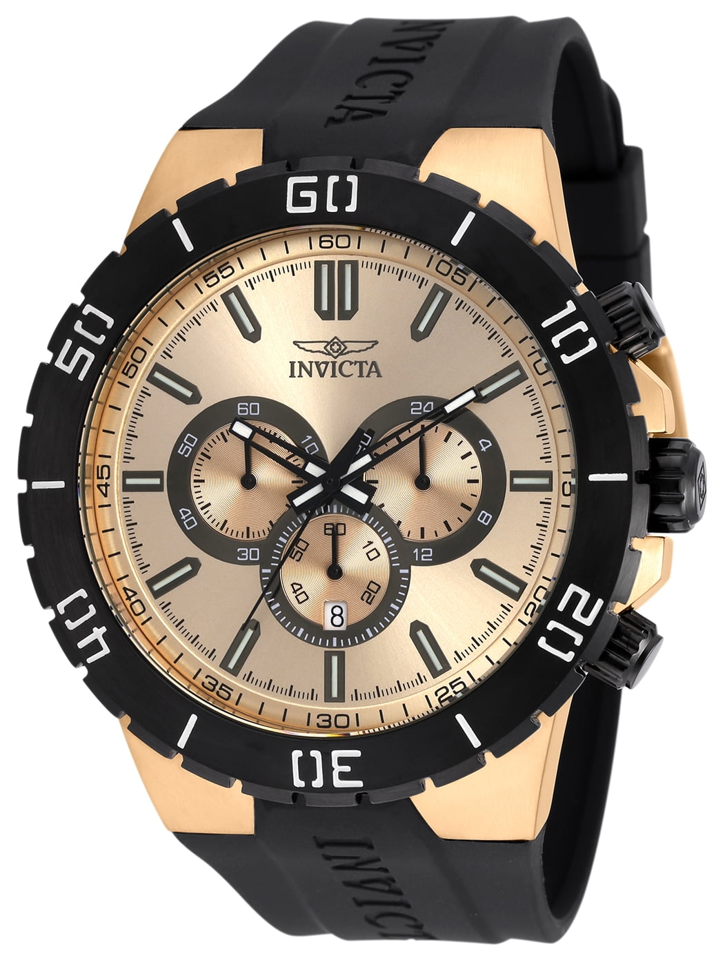 Invicta - Invicta Men's Pro Diver Black Polyurethane Band Steel Case ...
