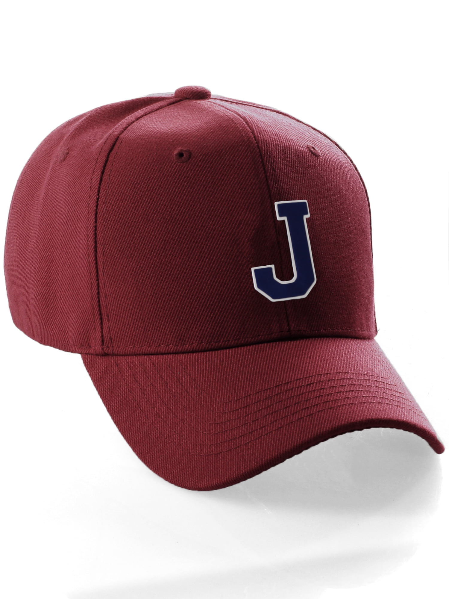 Classic Baseball Hat Custom A to Z Initial Team Letter, Burgundy Cap ...