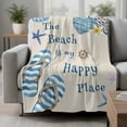 The Beach Is My Happy Place Fleece Throw Blanket Lightweight Summer ...