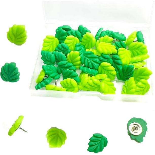 50 chinchetas de hojas verdes, chinchetas de resina con forma de hojas ...