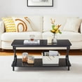 39-Inch Coffee Table with Storage and Open Shelves for Living Dining ...