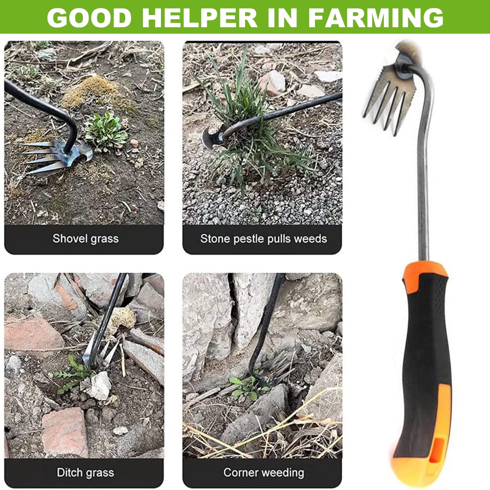 UDIYO Weed Puller 4 Teeth Dual Purpose Precision Weeding Stainless ...