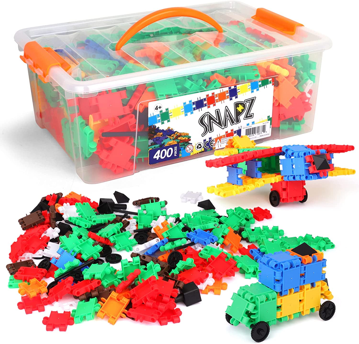 SNAPZ Building Bricks 400 Pcs Connecting Toy - Strong Durable Colorful ...