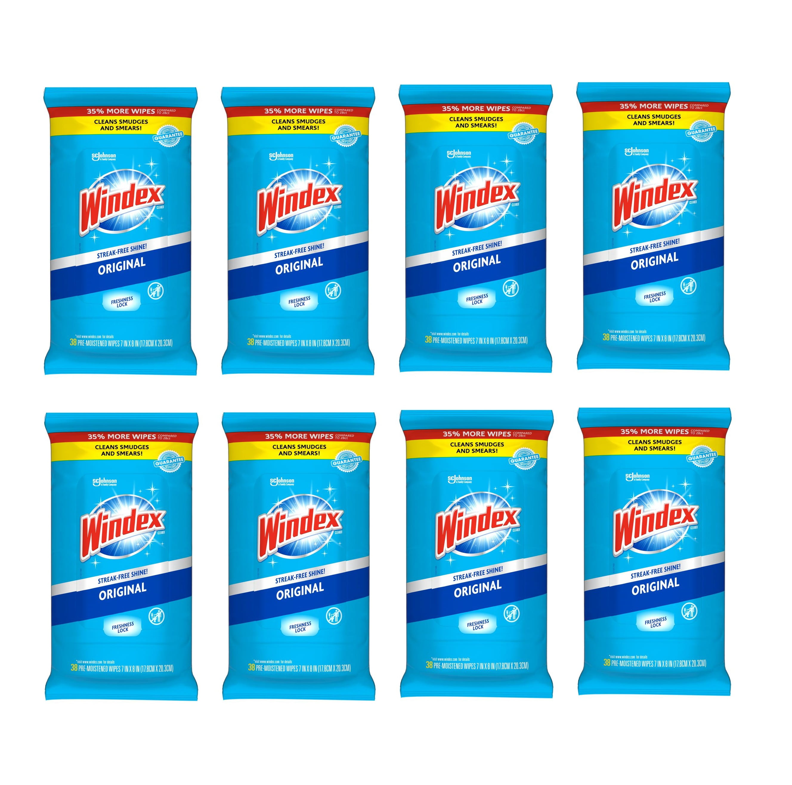 Windex Glass And Surface Disinfecting Wipes, Original, 38 Count, 8 Pack ...