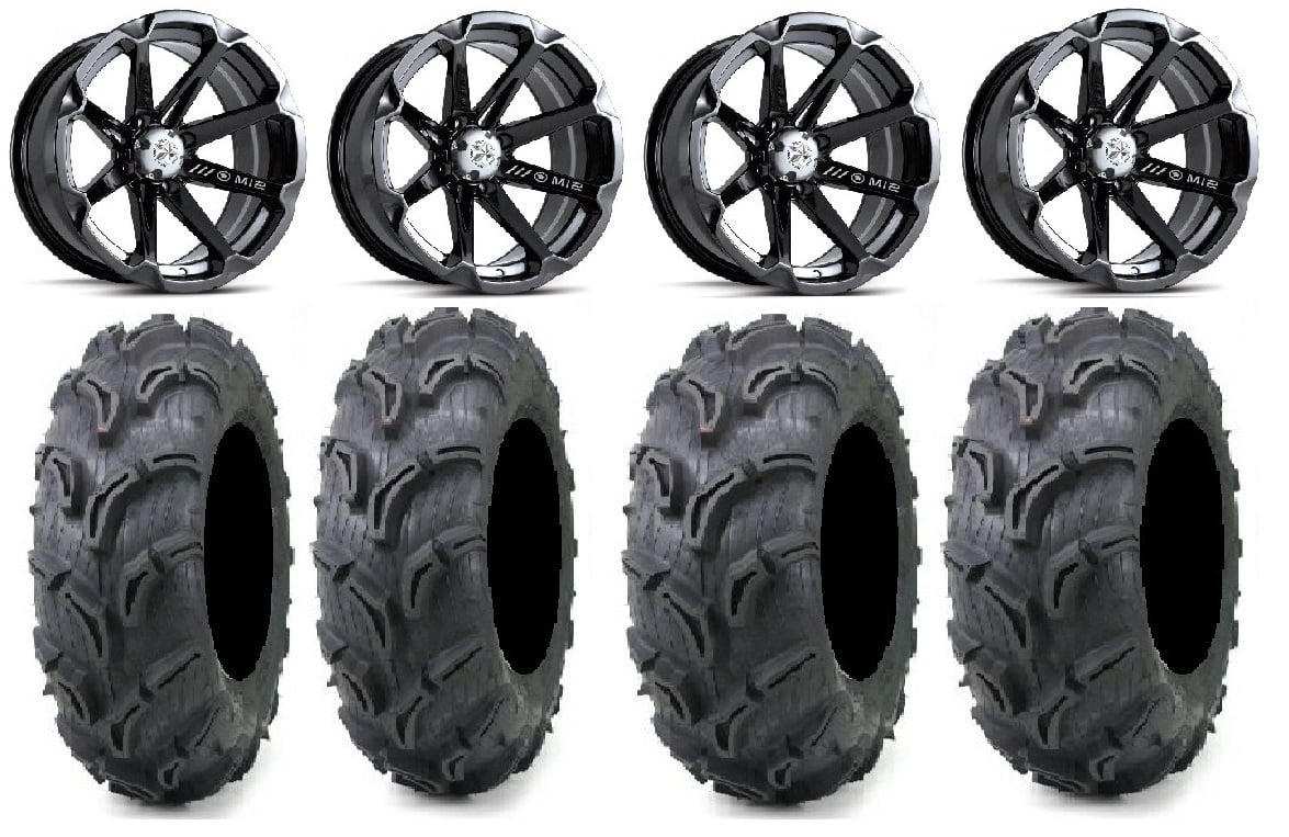 MSA Black Diesel 14" ATV Wheels 27" Zilla Tires Honda Foreman Rancher ...