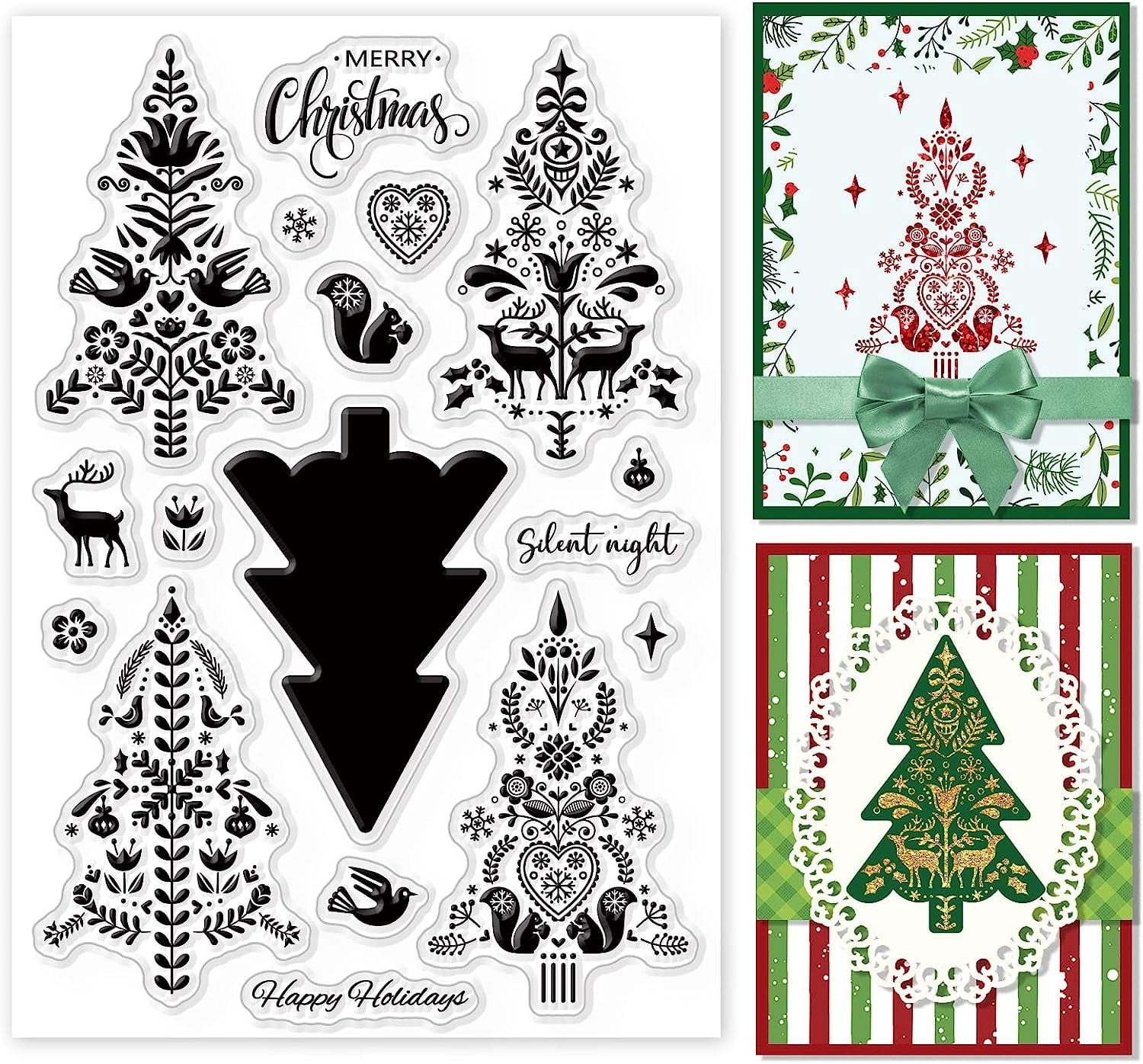 Christmas Tree Clear Stamp Layering Trees Transparent Silicone Stamp ...