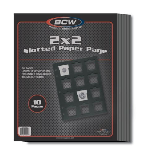 BCW Supplies 2 x 2 Black Slotted Paper Page (10 Count Pack) - Walmart.com