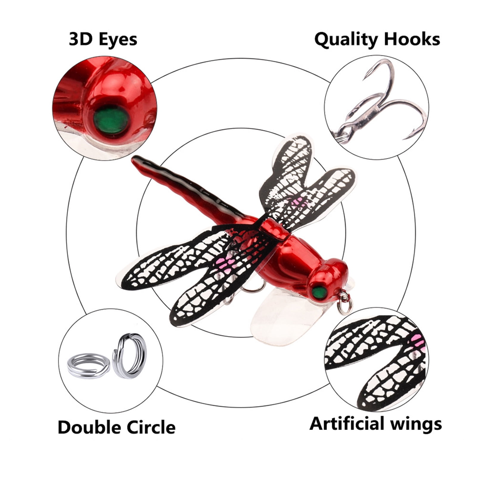 Visland 7.5cm/6.2g Fishing Lures Bait Life-Like Dragonfly BaitsTopwater ...