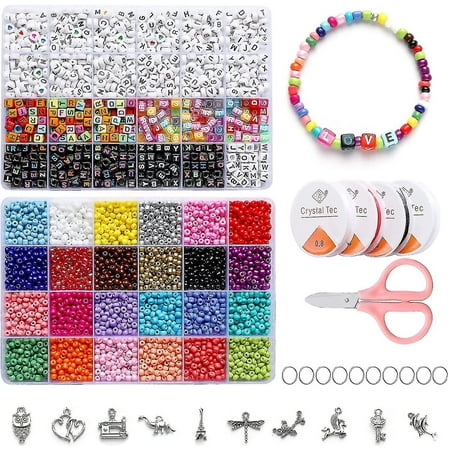 Bead Jewelry Making Set Of 5000 Pieces Of 4mm Glass Letter Beads ...