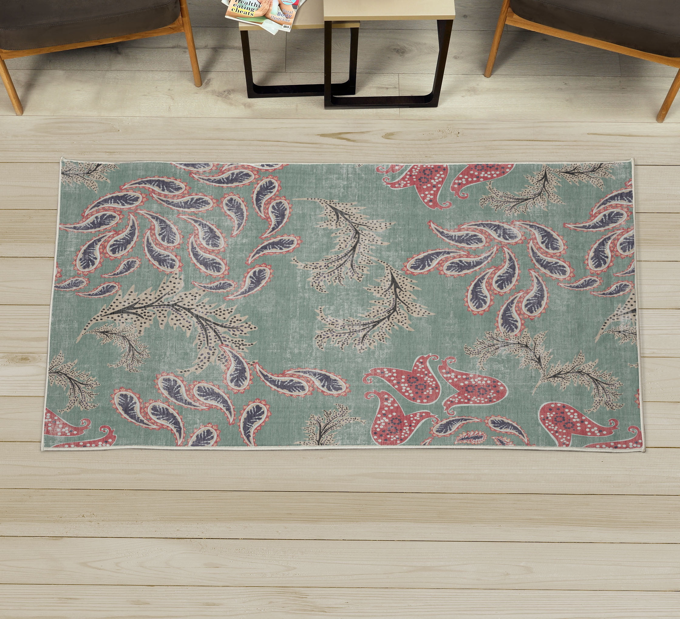 Paisley Decorative Rug, Traditional Floral Like Pattern Curvy Design ...