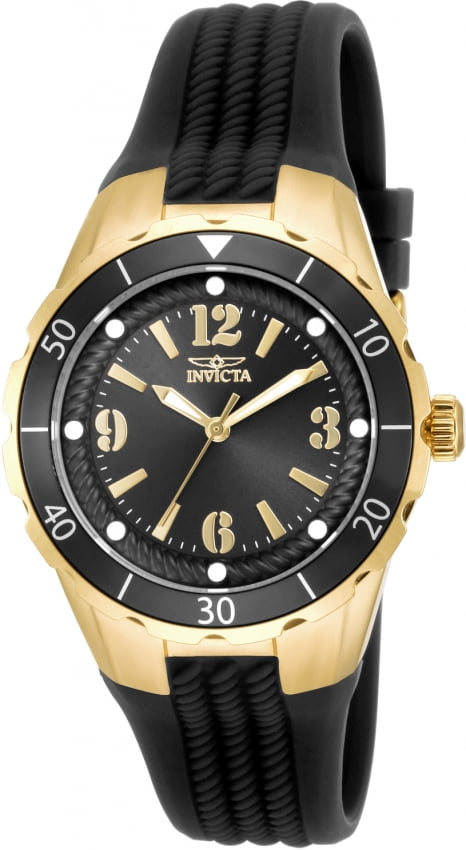 Invicta Women's Angel Watch - Gold-Tone - Black - Black Polyurethane ...