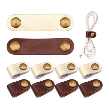 12 Pieces Leather Cable Straps, Cable Ties, Cable Organizers Cord ...