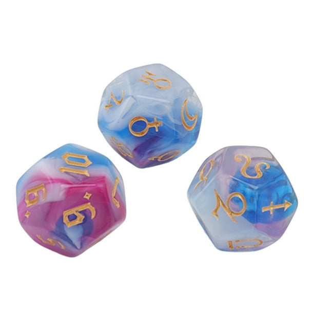 Astrological Dice, 3PCS Astrological Dice Set 12 Sides Glitter Rune ...