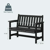 SERWALL Outdoor Bench for 2, Weather-Resistant HDPE, Aluminum ...