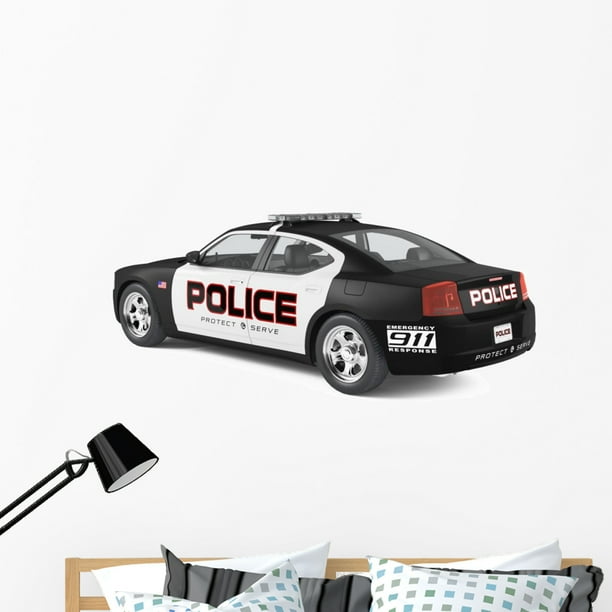 Police Car Back Sport Wall Mural Decal Sticker, Wallmonkeys Peel ...
