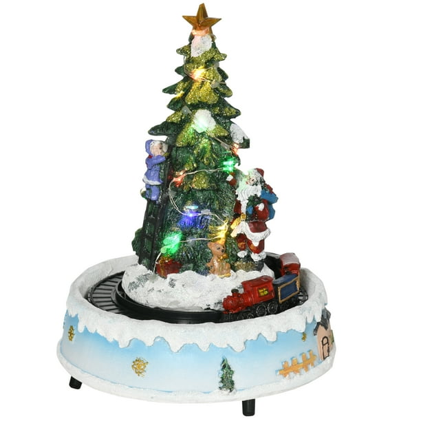 HOMCOM Animated Christmas Village with Relief Base Pre-lit Musical ...