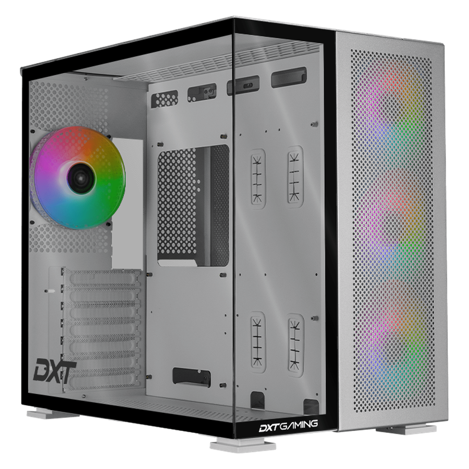 Gabinete Gamer DXTGAMING Titan T5 Media Torre ATX 4 FAN USB-C Cristal ...