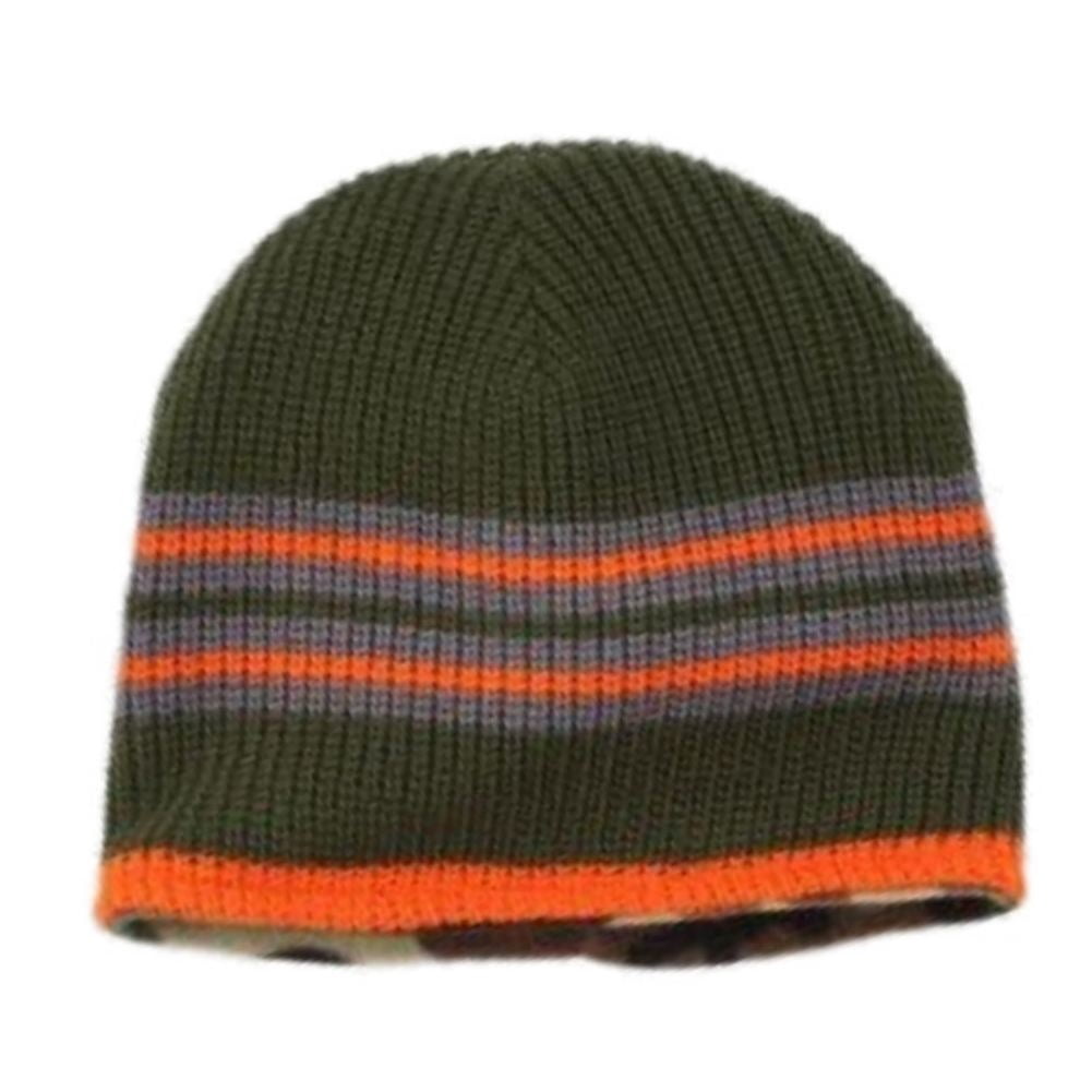 Ben Berger Boys Reversible Green Knit Beanie Cammo Fleece Stocking Cap ...