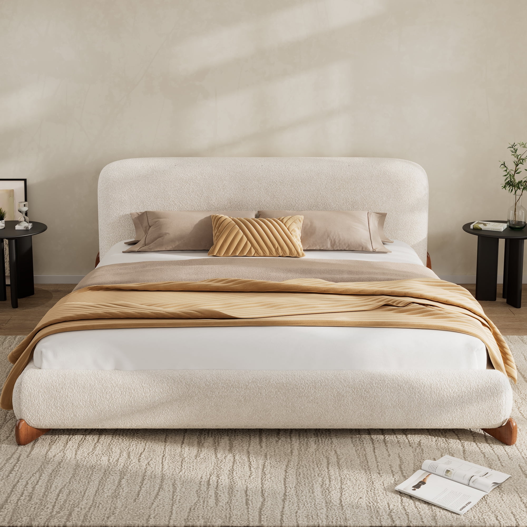 Click here for Noble House Queen Size Low Profile Boucle Upholste... prices