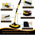 15°Curved Car Cleaning Brush with Telescopic Handle 43"Aluminum Alloy ...
