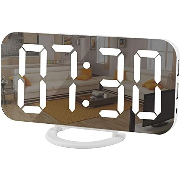 wonima02 Digital Clock Large Display, LED Electric Alarm Clocks Mirror ...