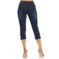 Womens Denim Capris Stretch Pull On Capri Jeans Dark Blue Wash Size S