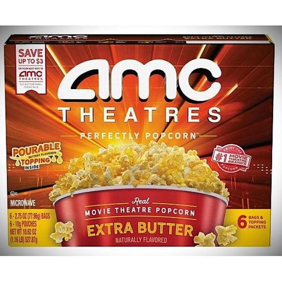 AMC Theatres Extra Butter Ready to Eat Popcorn - Walmart.com