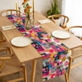 Abstract Art Table Runner 13x108 inch Black Pink Line Color Block ...