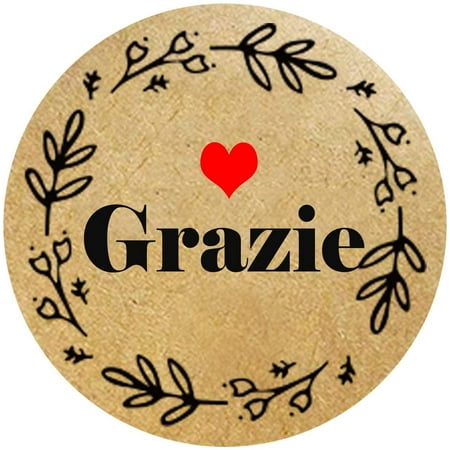 Grazie Italian Thank You Stickers Kraft Paper Adhesive Stickers for ...