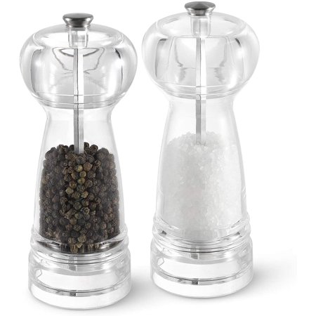 Vzaahu Clear Acrylic Salt and Pepper Grinder Set of 2 Refillable Sea ...