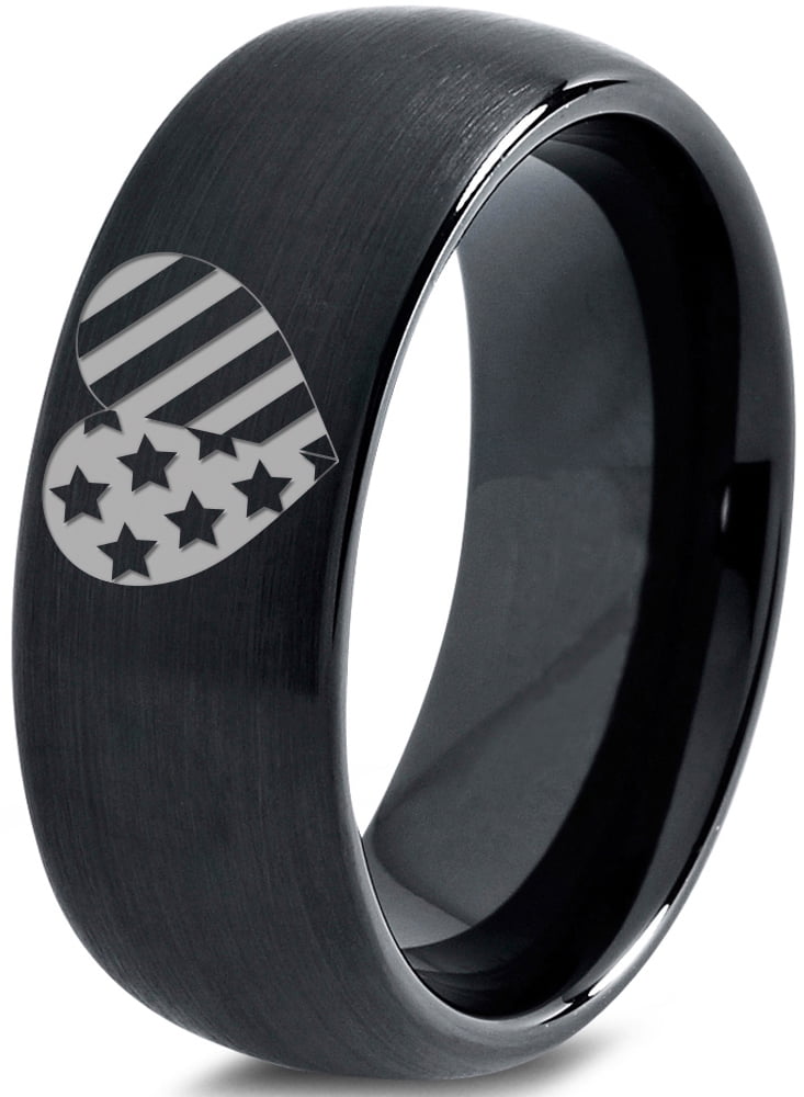 Tungsten Racing Flag Band Ring 8mm Men Women Comfort Fit Black Dome ...